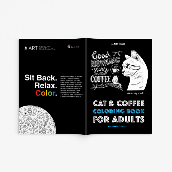 Cat & Coffee Coloring Book For Adults - Art Therapy Coloring